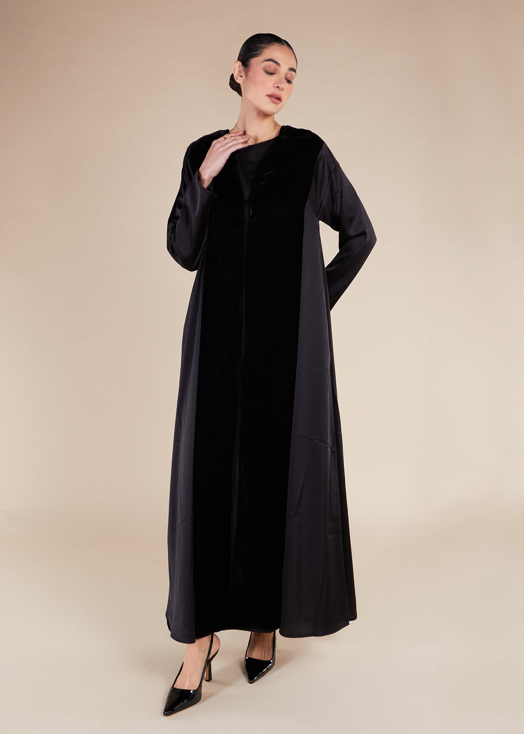 Velvet Panel Open Abaya | Modest Open Abayas | Aab Modest Wear – Aab ...