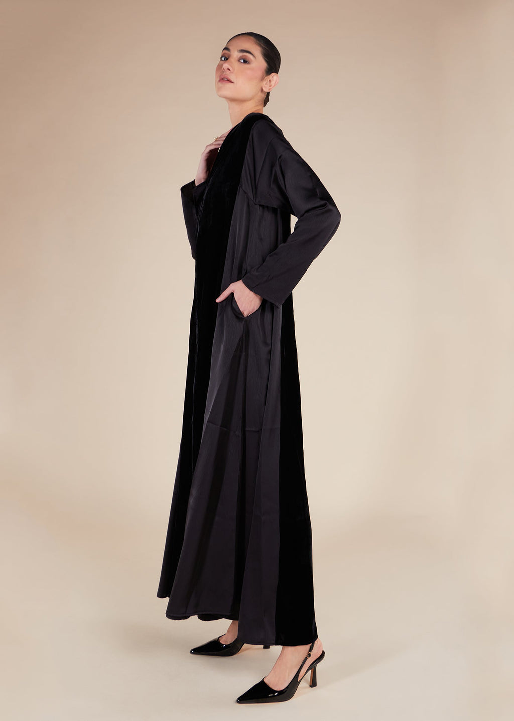 Velvet Panel Open Abaya | Modest Open Abayas | Aab Modest Wear – Aab ...